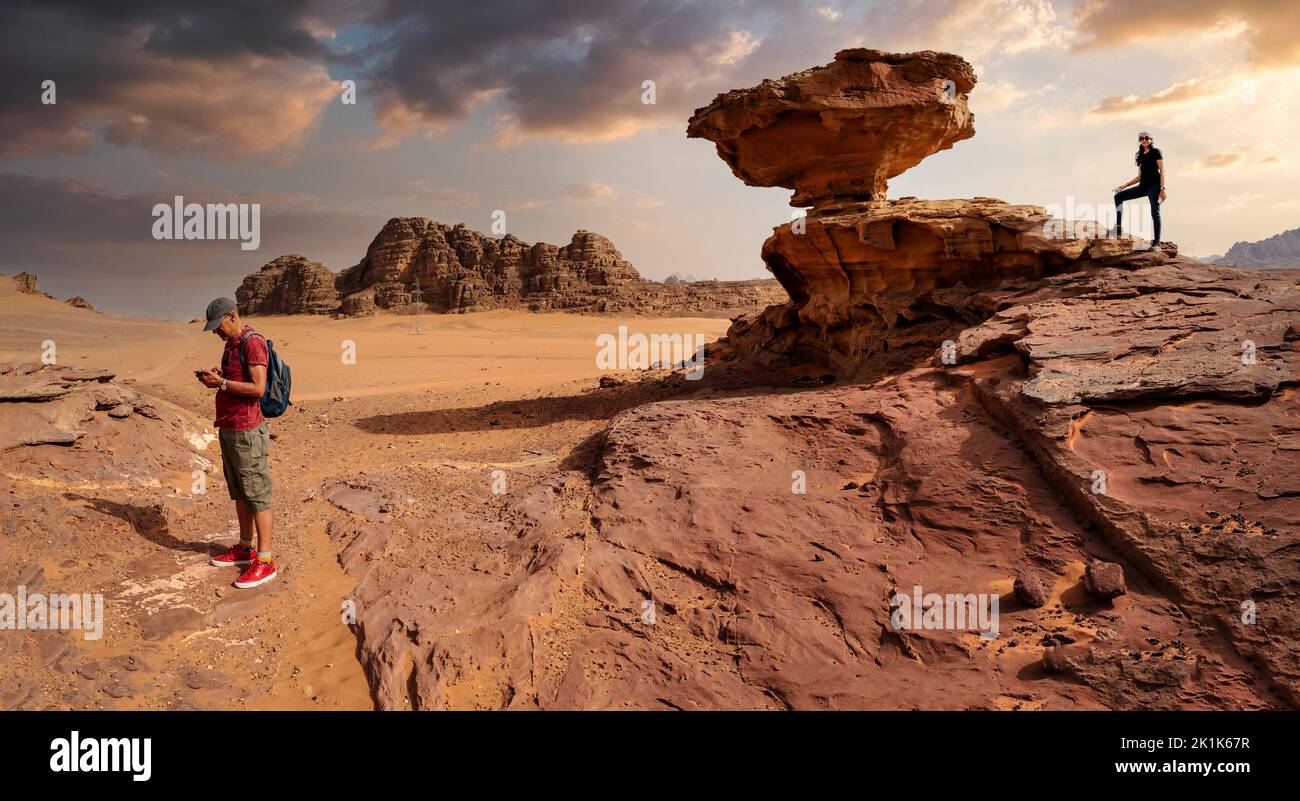 The Jordanian desert at Wadi Rum or Valley of the Moon Stock Photo - Alamy