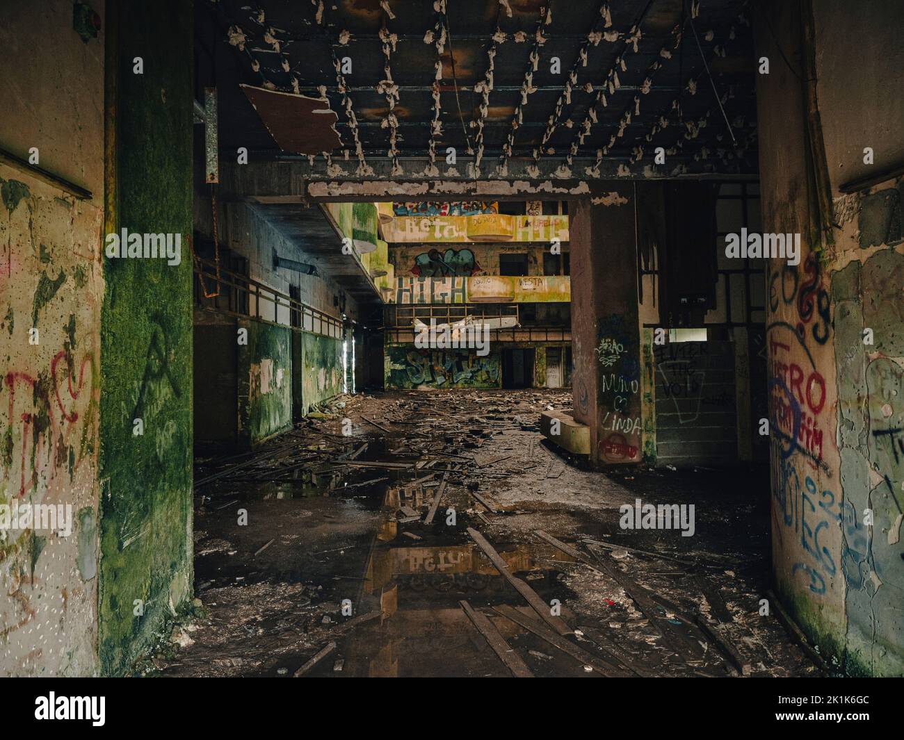 Abandoned Ruined hotel on the islands of the Azores. The once great ...