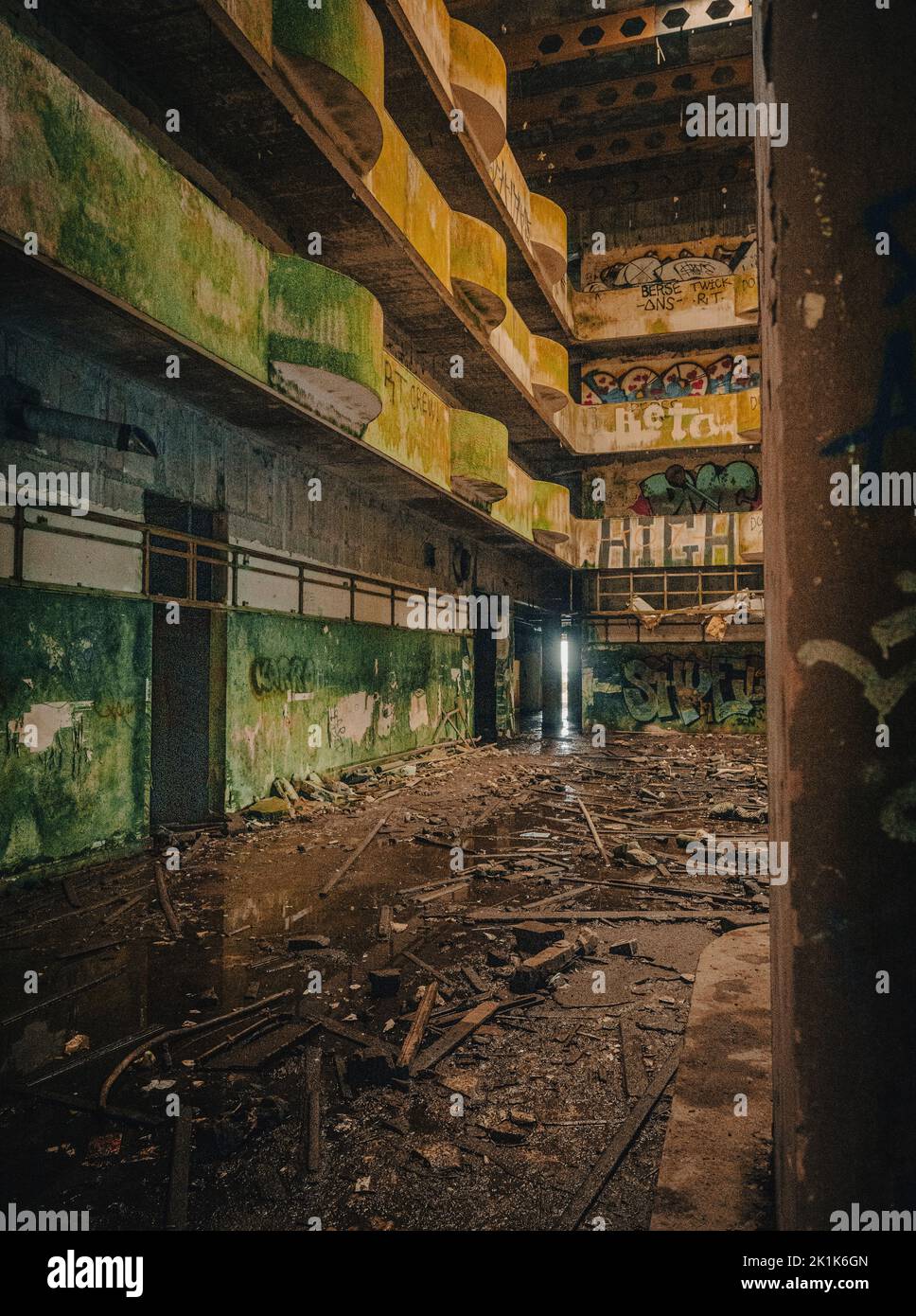 Abandoned Ruined hotel on the islands of the Azores. The once great ...
