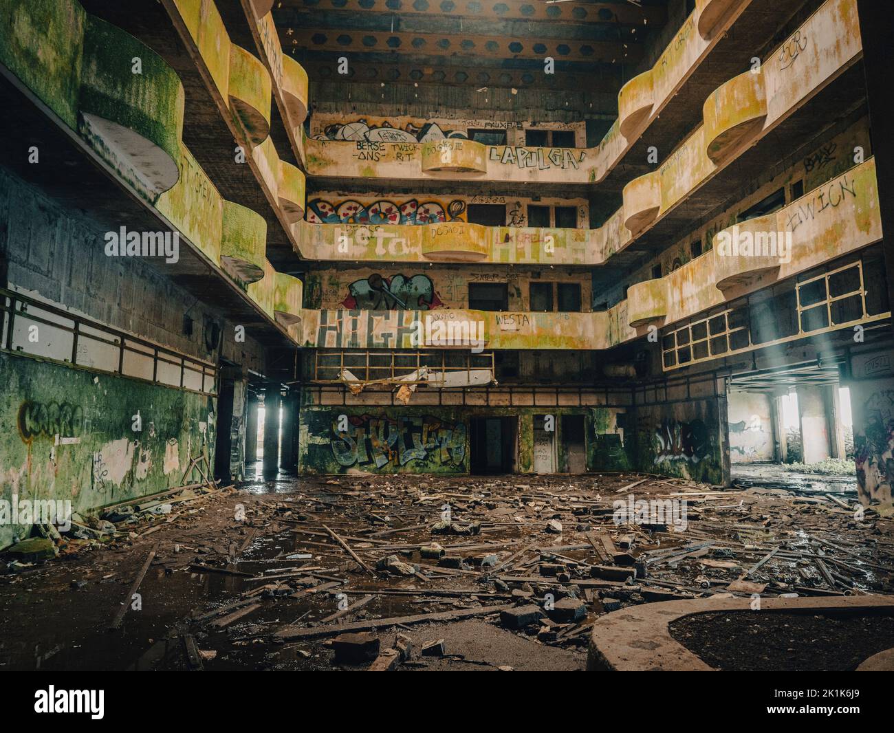Abandoned Ruined hotel on the islands of the Azores. The once great ...