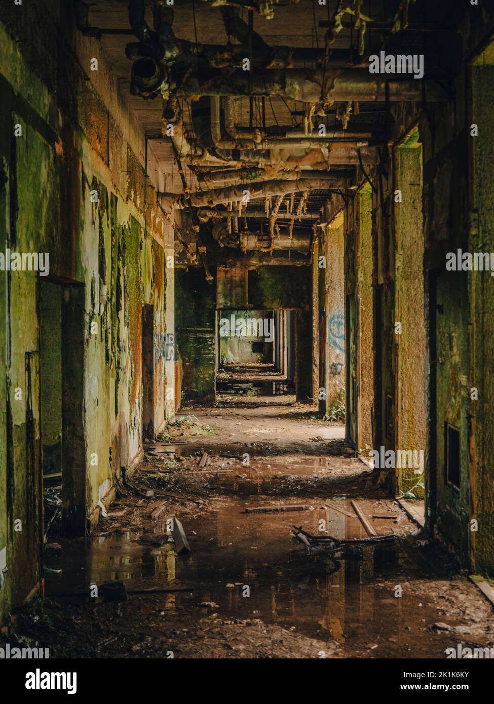 Abandoned Ruined hotel on the islands of the Azores. The once great ...