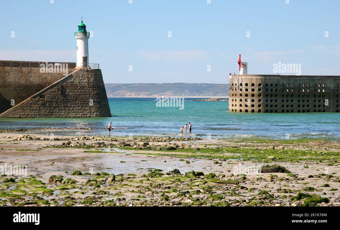 A view inside the harbour wall at the Port of Dielette on the Cherbourg ...