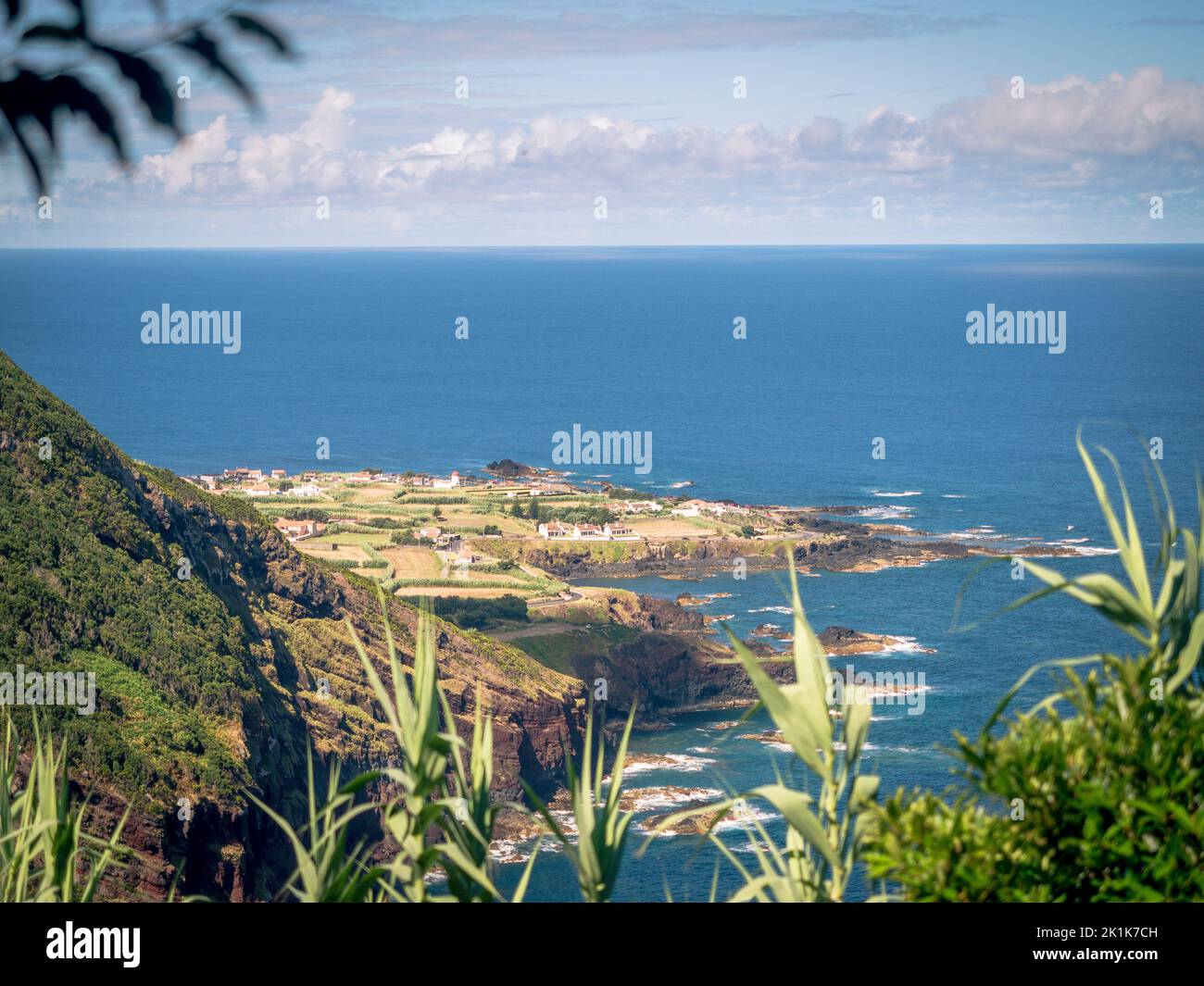 Rugged coastline of the Portuguese Azores islands in the Atlantic ocean ...