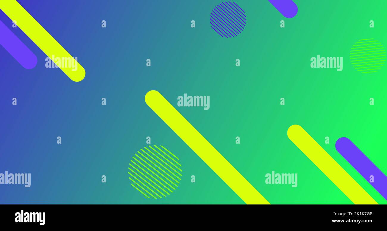 Image of glowing multiple multi coloured vibrant abstract shapes moving ...
