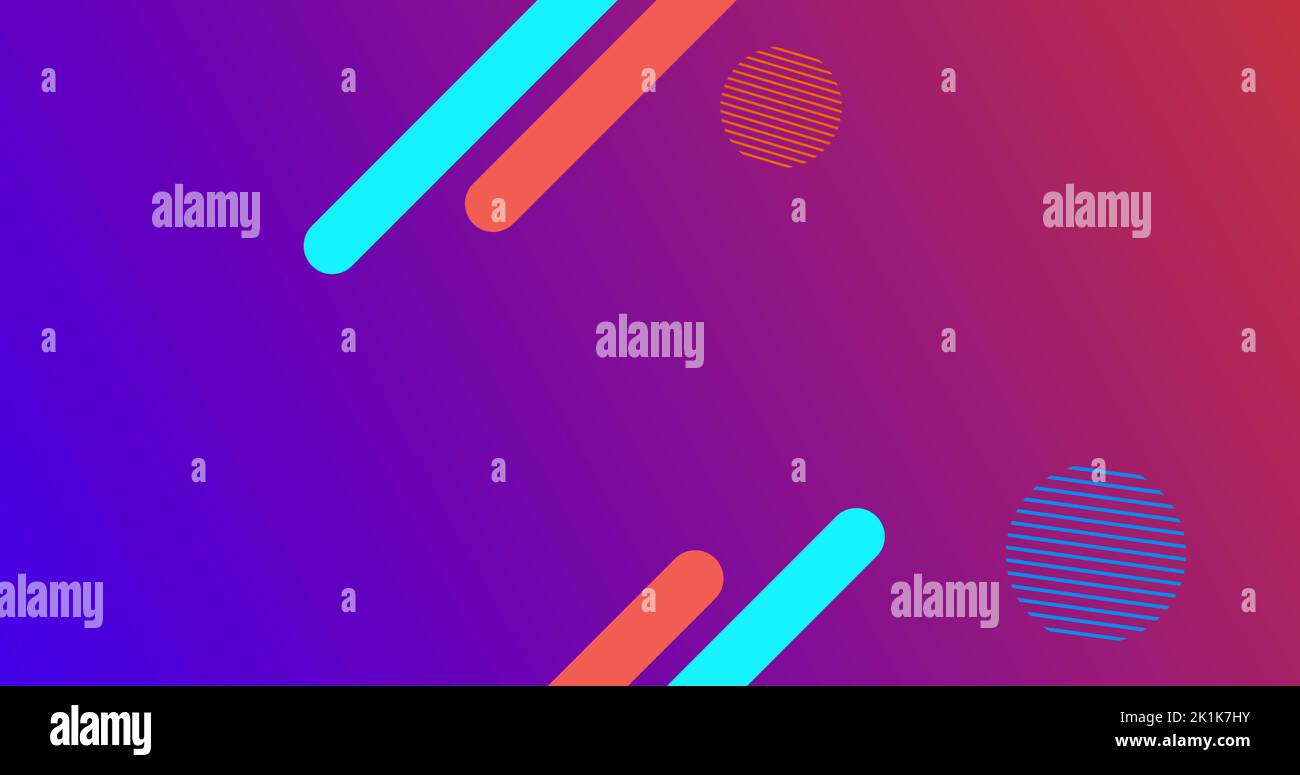 Image of glowing multiple multi coloured vibrant abstract shapes moving ...