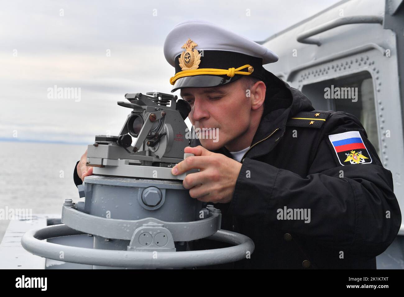 Russia. Primorsky Krai. The serviceman by the frigate of the Pacific ...