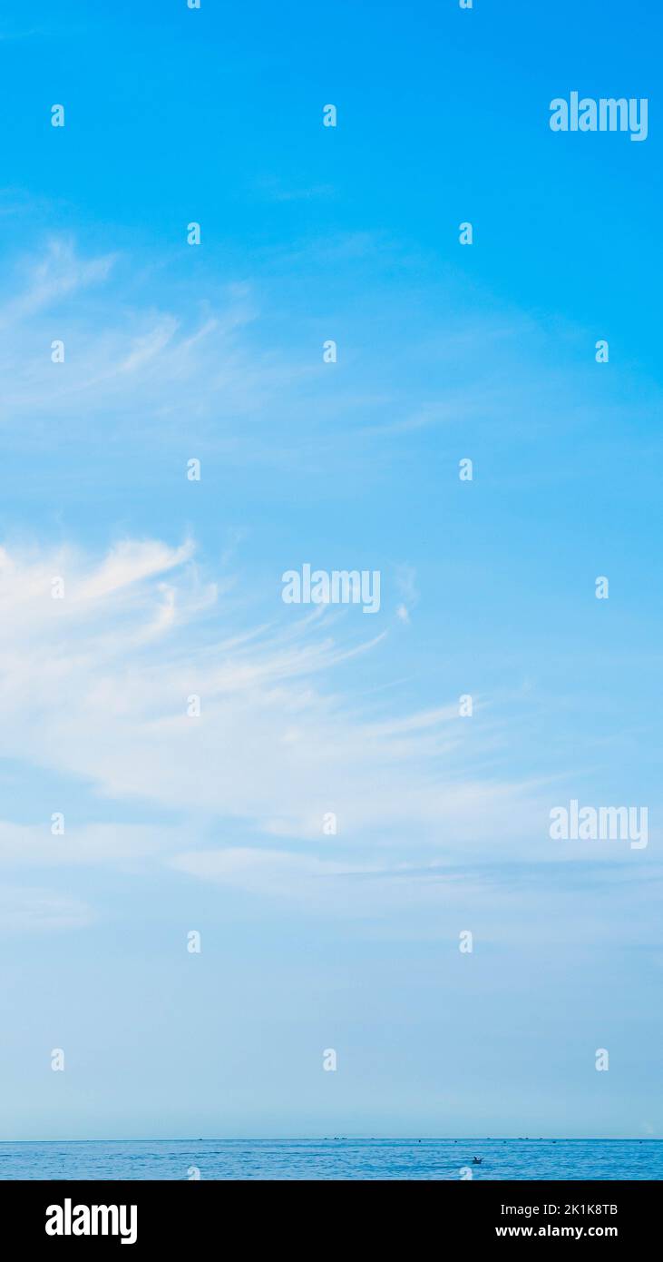 BANNER, VERTICAL STORY Atmosphere panorama white cloud clear blue sky ...