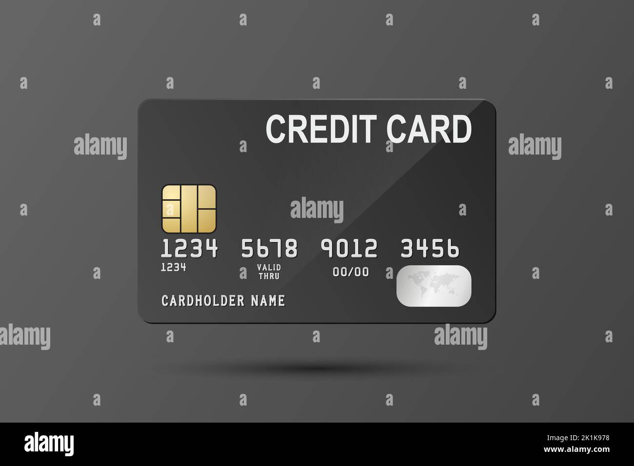 Vector 3d Realistic Black Credit Card Isolated. Design Template of ...