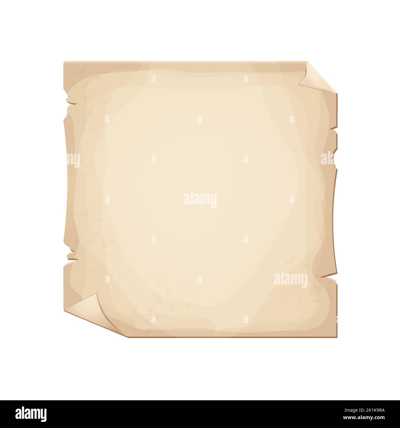 Old parchment paper, page empty medieval letter in cartoon style ...