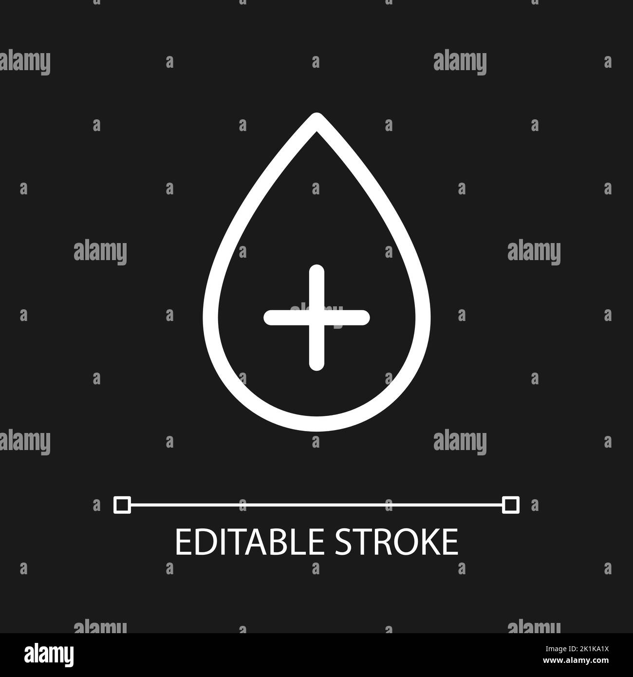 Positive blood type pixel perfect white linear ui icon for dark theme ...