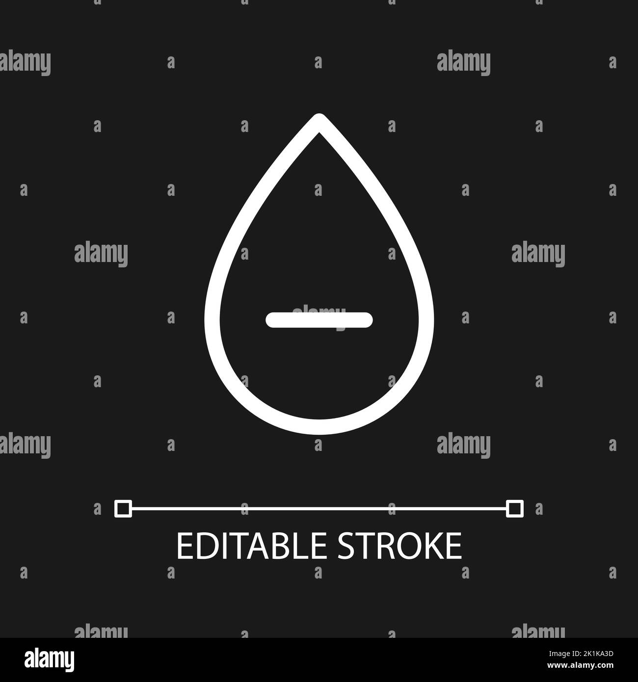 Negative blood type pixel perfect white linear ui icon for dark theme ...