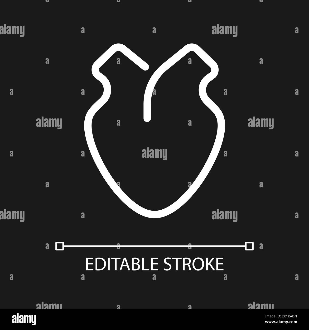 Heart pixel perfect white linear ui icon for dark theme Stock Vector ...