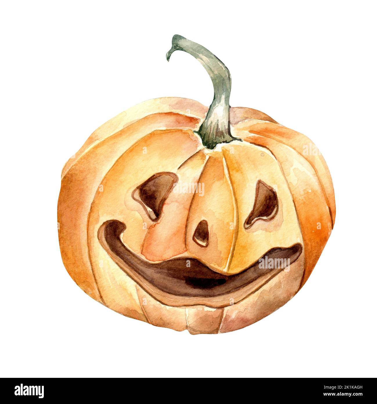 Halloween holiday pumpkin watercolor illustration isolated on white ...