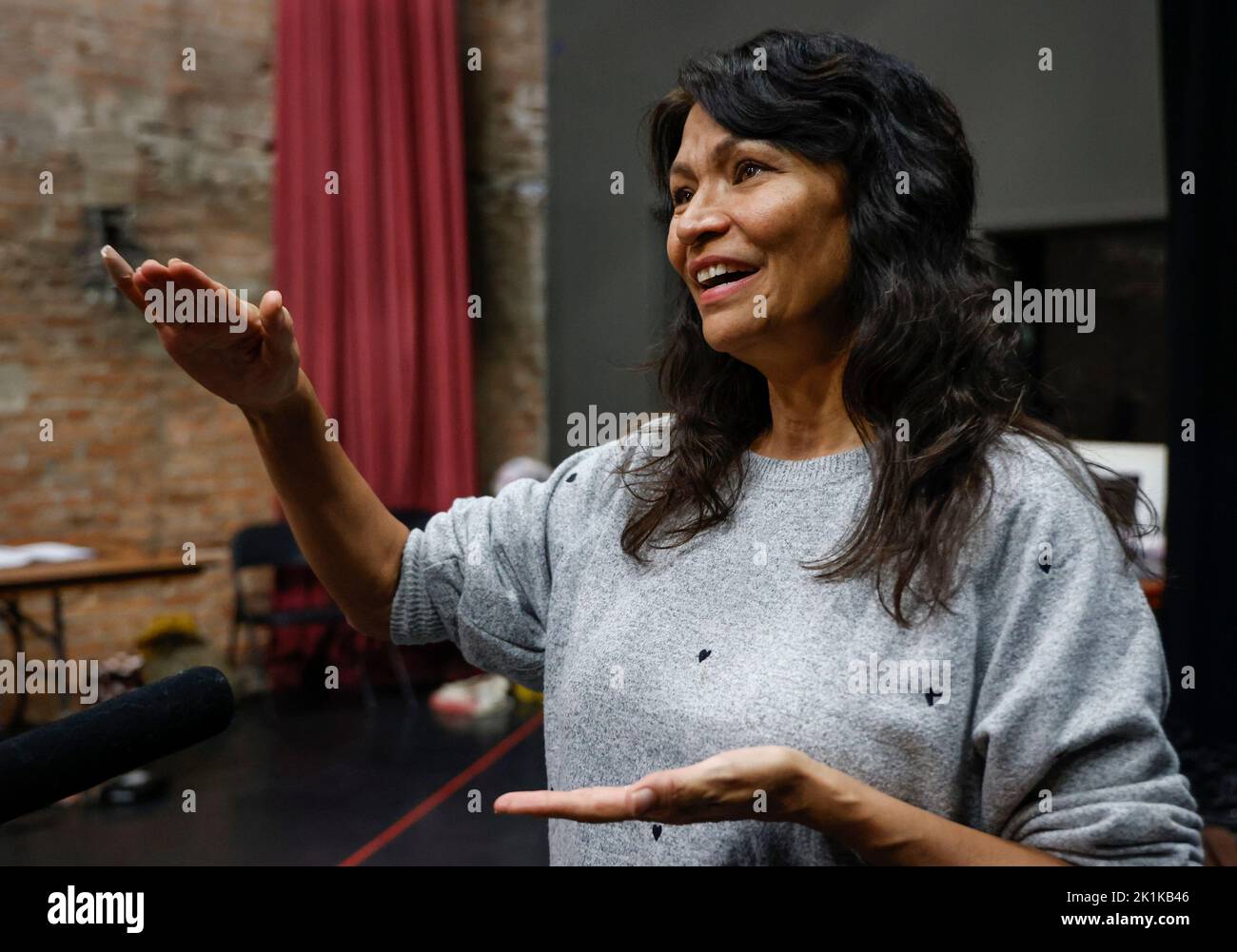Director Michelle Thrush gestures as she discusses the play "O'KOSI ...