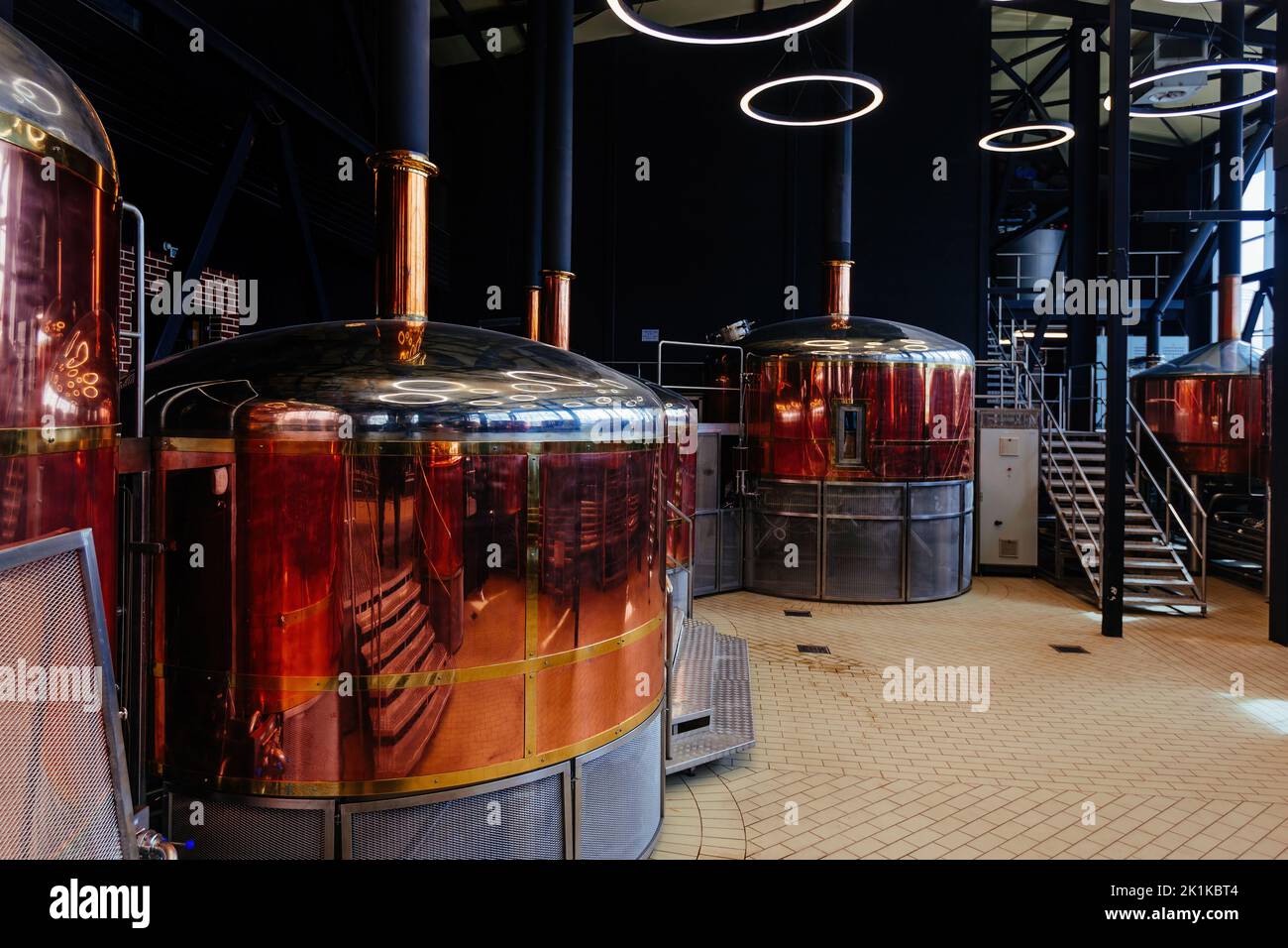 Modern brewery. Crafr beer production line Stock Photo - Alamy