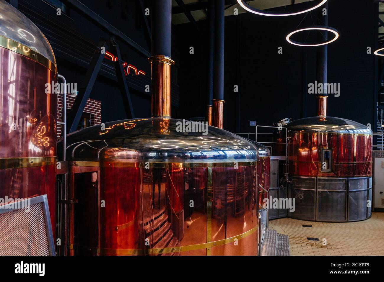 Modern brewery. Crafr beer production line Stock Photo - Alamy