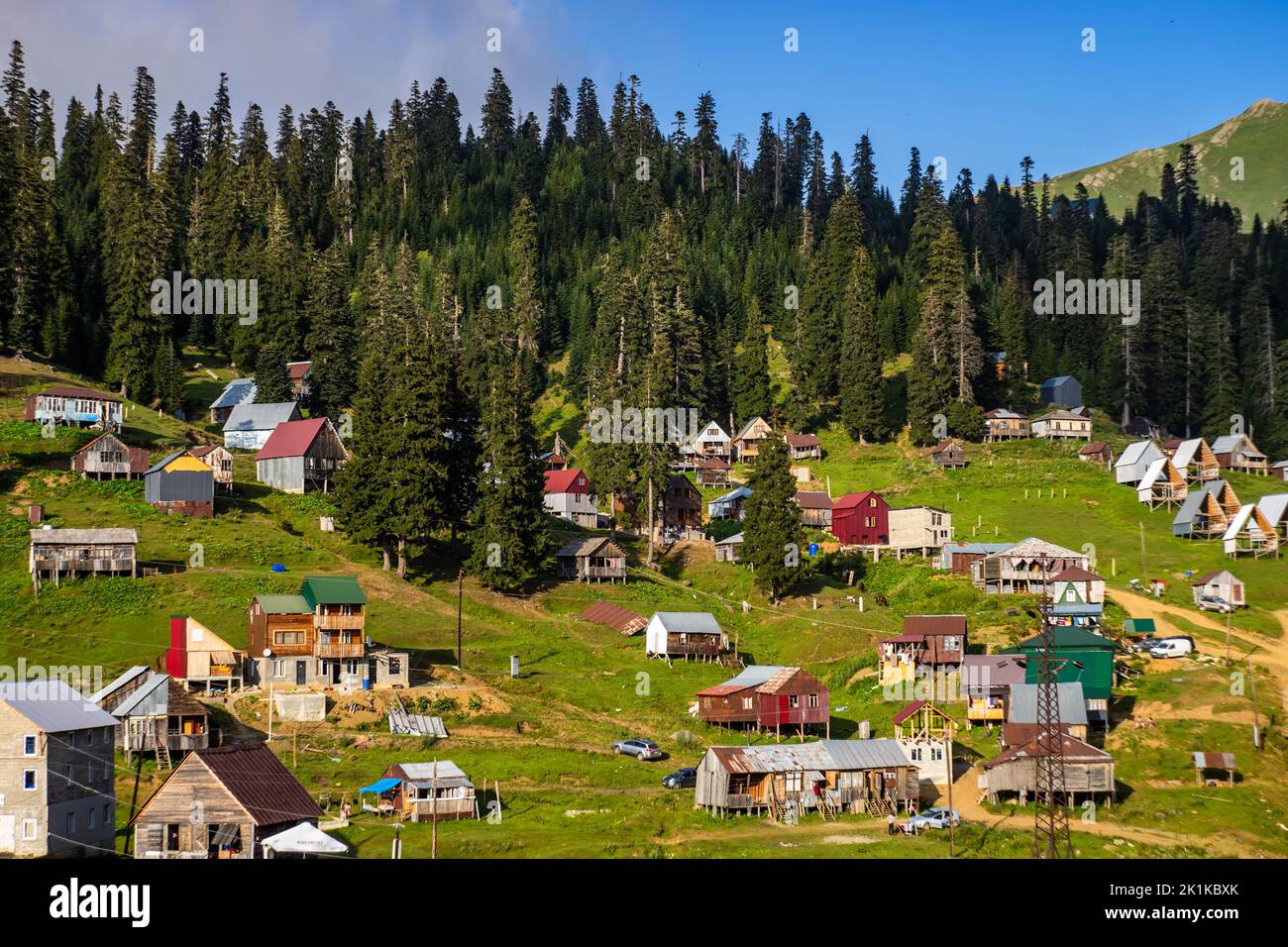 Traditional old houses in mountains, Bakhmaro, Chokhatauri, Guria ...