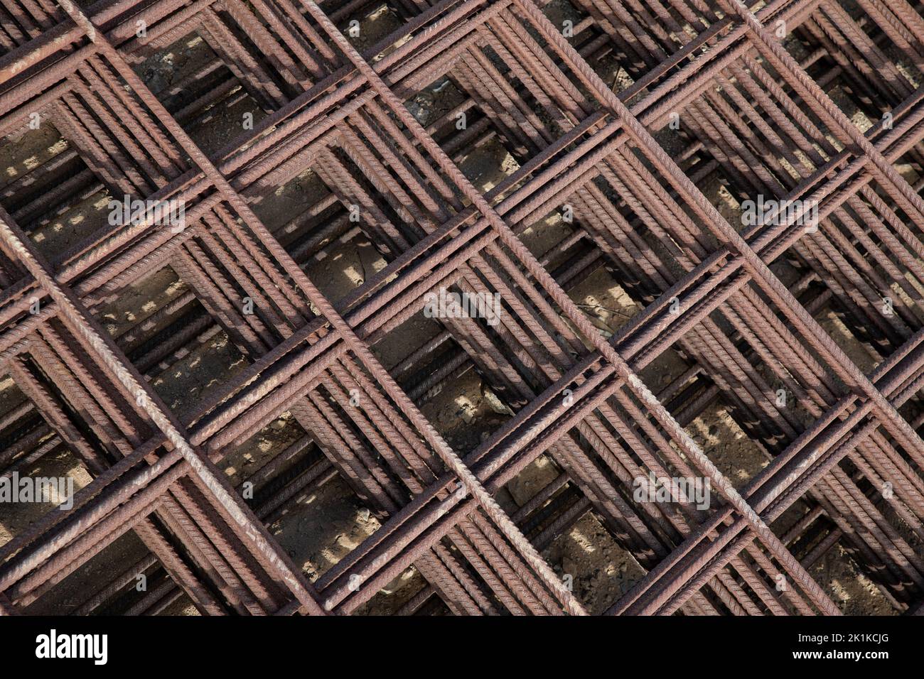 Pleasing symmetrical pattern formed by concrete reinforcement steel ...