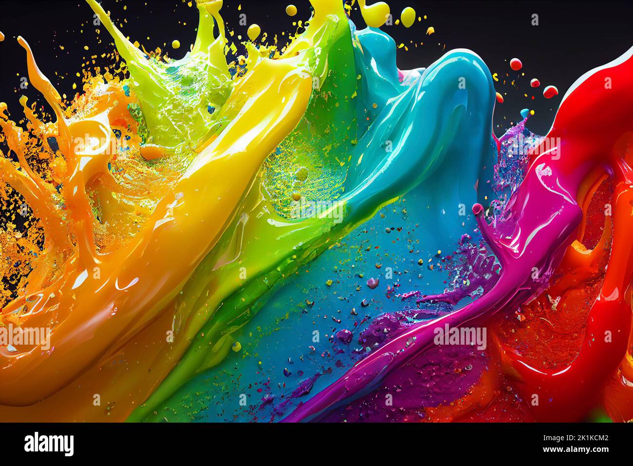 Colored paint splash isolated on black background Stock Photo - Alamy