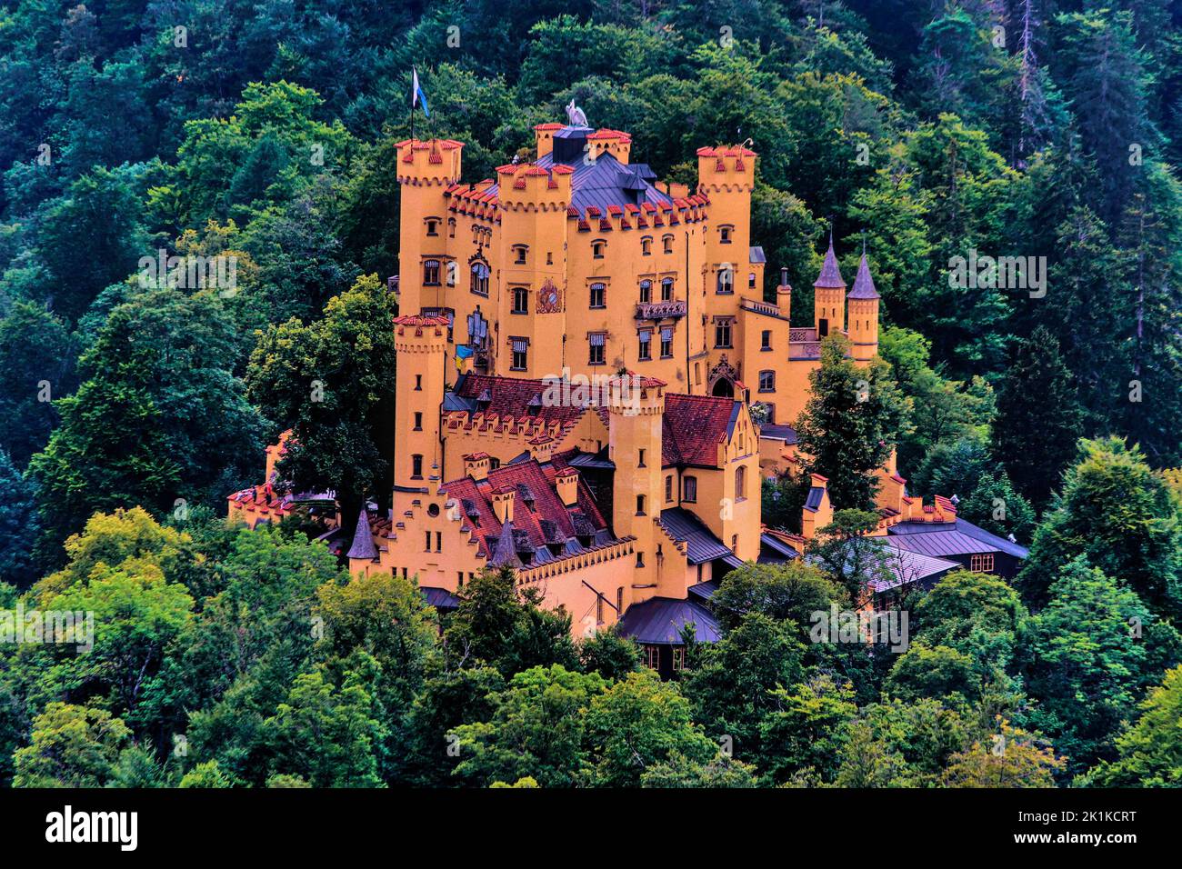 Hohenschwangau Castle Shot from Neuschwanstein Castle Balcony Stock ...