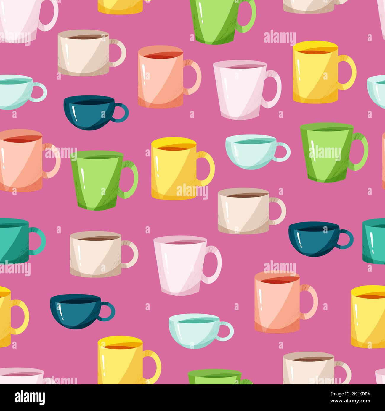 Porcelain mugs seamless print. A set of tea cups. Vector illustration ...