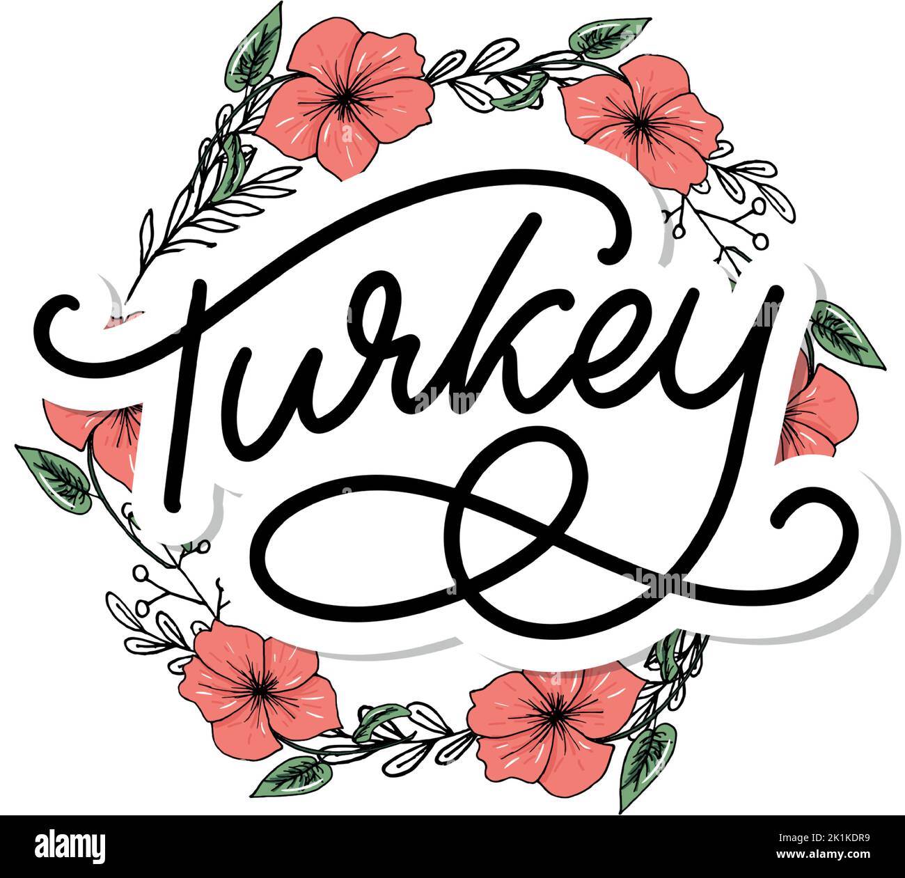 Turkey Lettering. Handwritten name of the country. Vector design ...