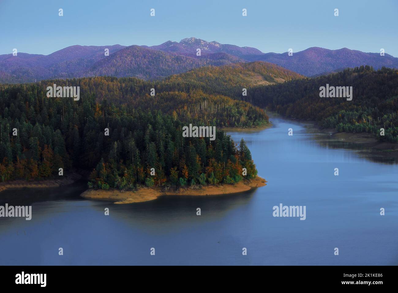 An aerial view of Lac de Pierre-Percee (Pierre-Percee) in Lorraine ...