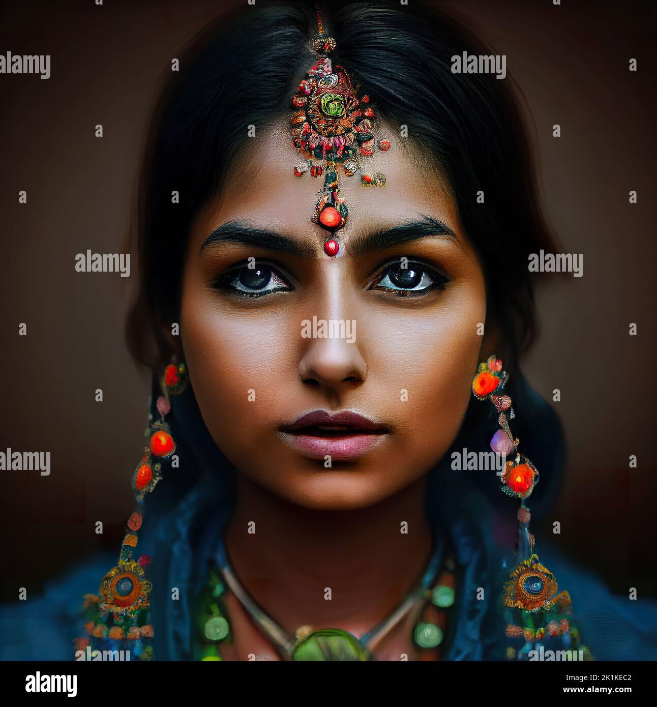 Digitally generated conceptual avatar portrait of a beautiful young ...
