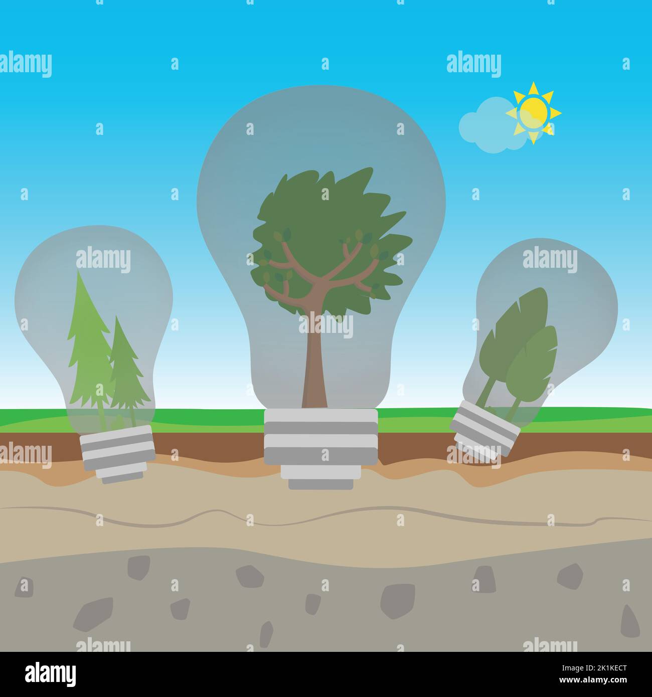 Light bulbs in tree Stock Vector Images - Alamy