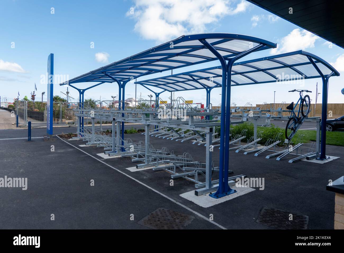 Brand new cycle racks at Great Yarmouth Marina Centre sea front Stock ...