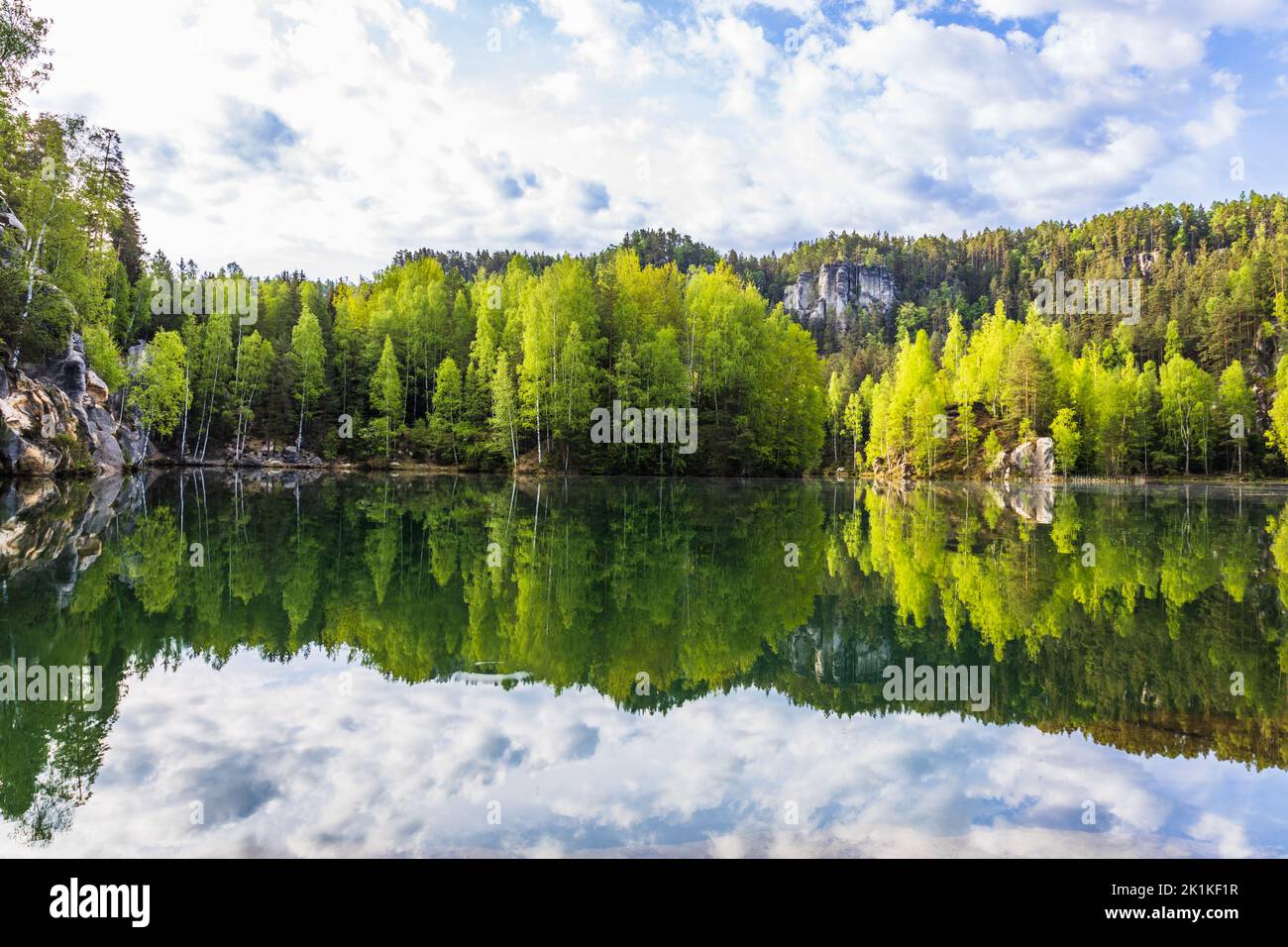Adrspach lake in the Adrspach-Teplice Rocks Nature Reserve, Czech ...