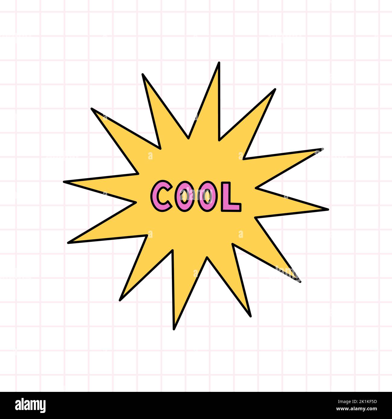 Cute yellow star with the text Cool in the style of the 90s. Vector ...