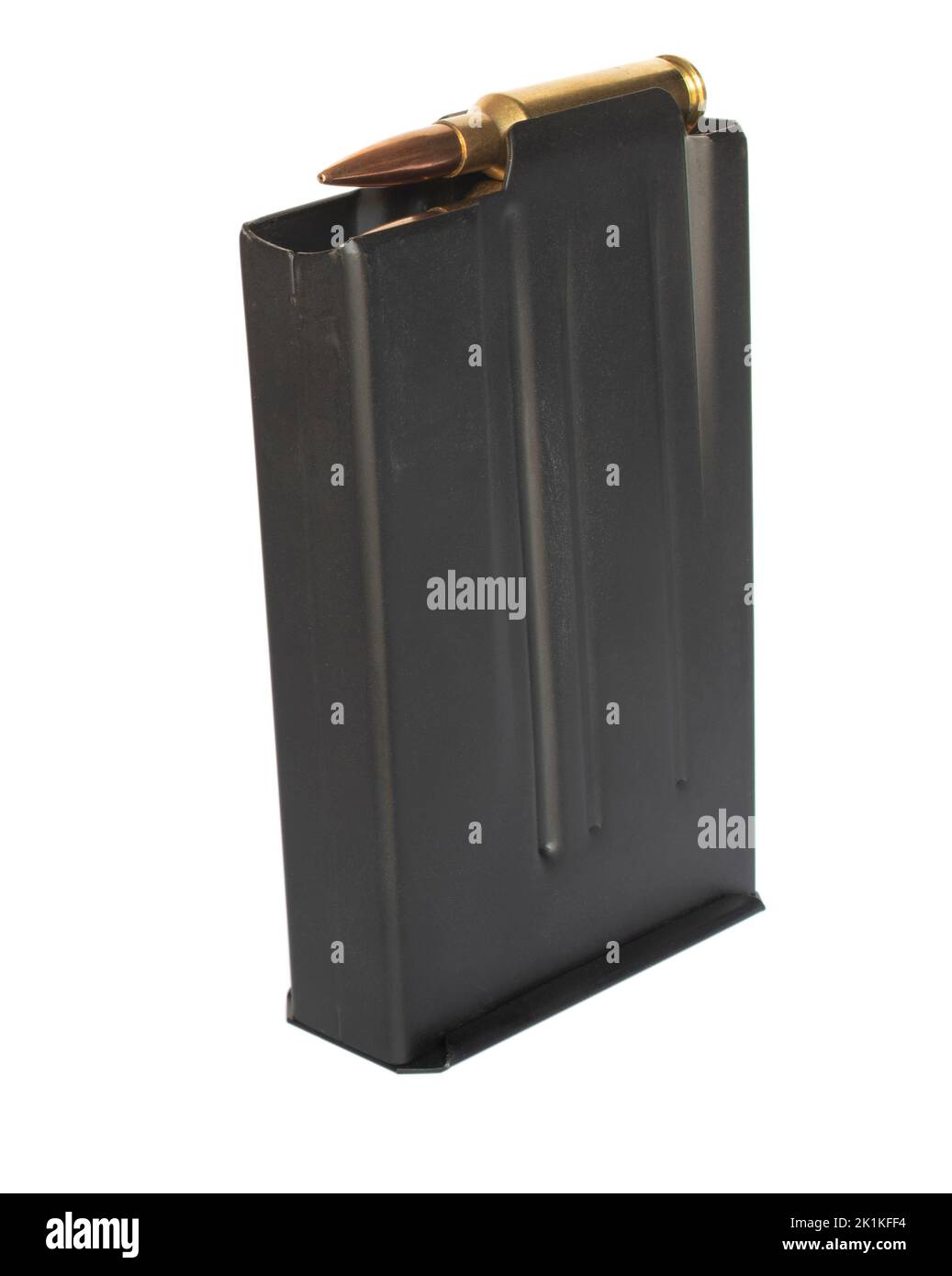 Metal rifle magazine loaded with ammo isolated on white Stock Photo - Alamy