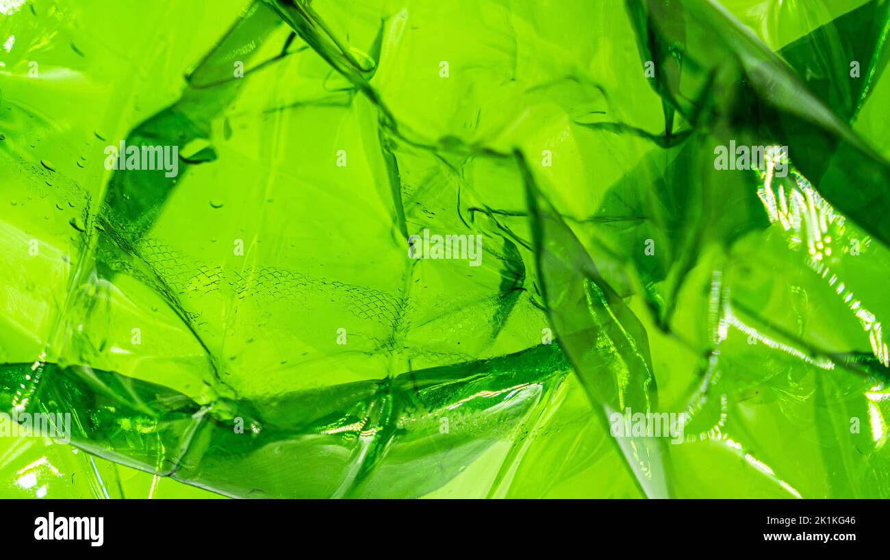 Plastic green bag texture background. Crumpled polyethylene texture ...