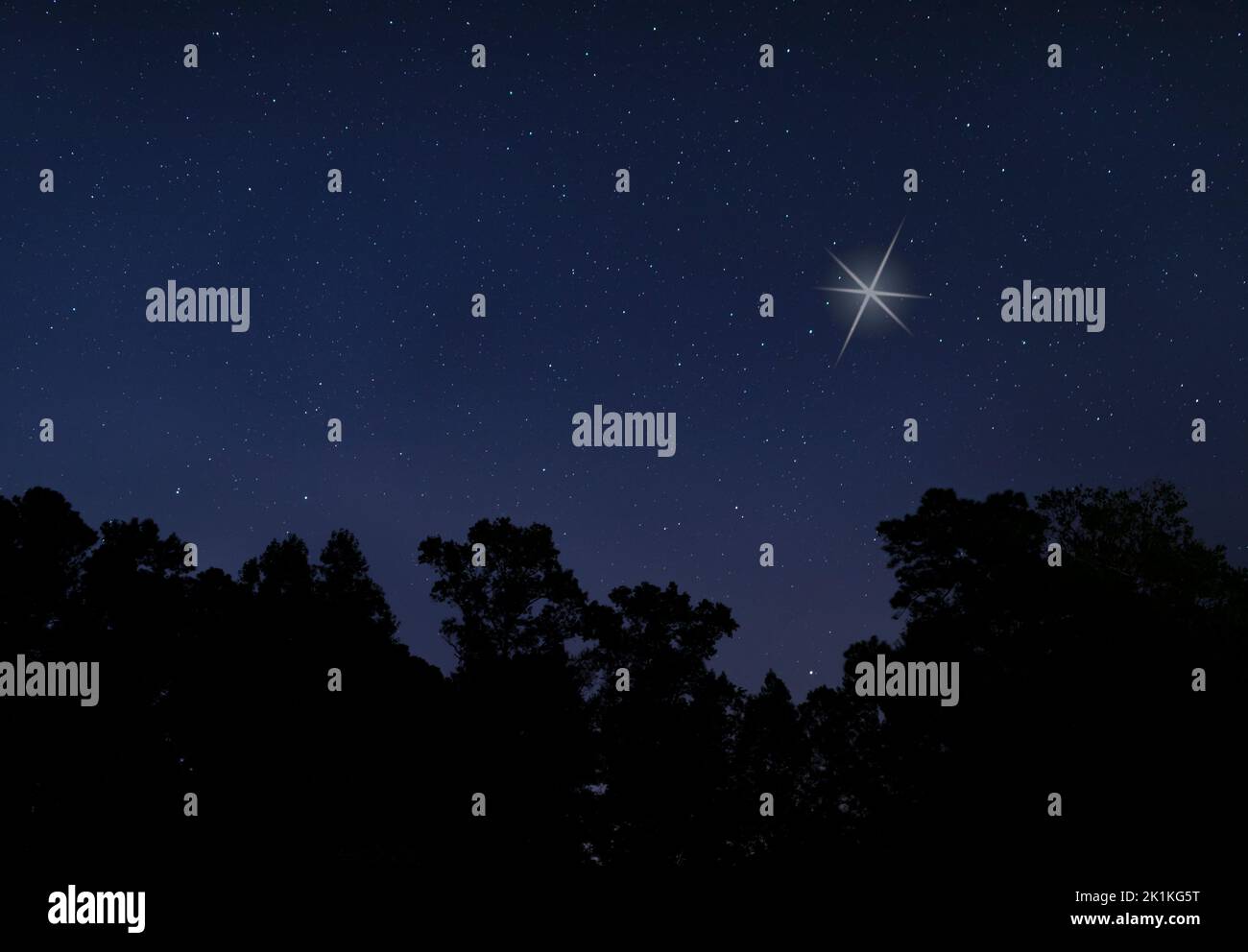 Bright star rising over Raeford North Carolina for Christmas Stock ...