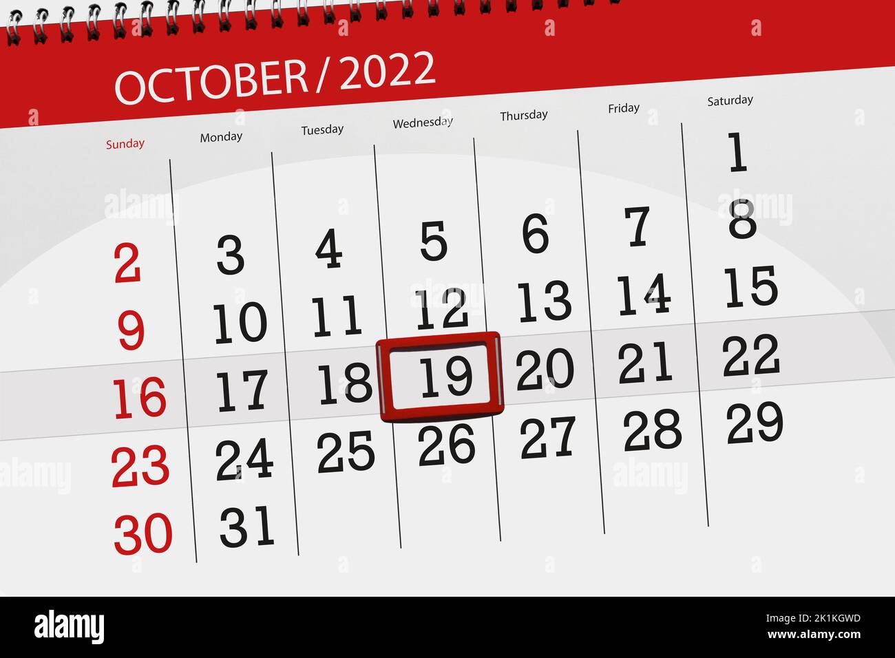 Calendar 2022, deadline, day, month, page, organizer, date, october ...
