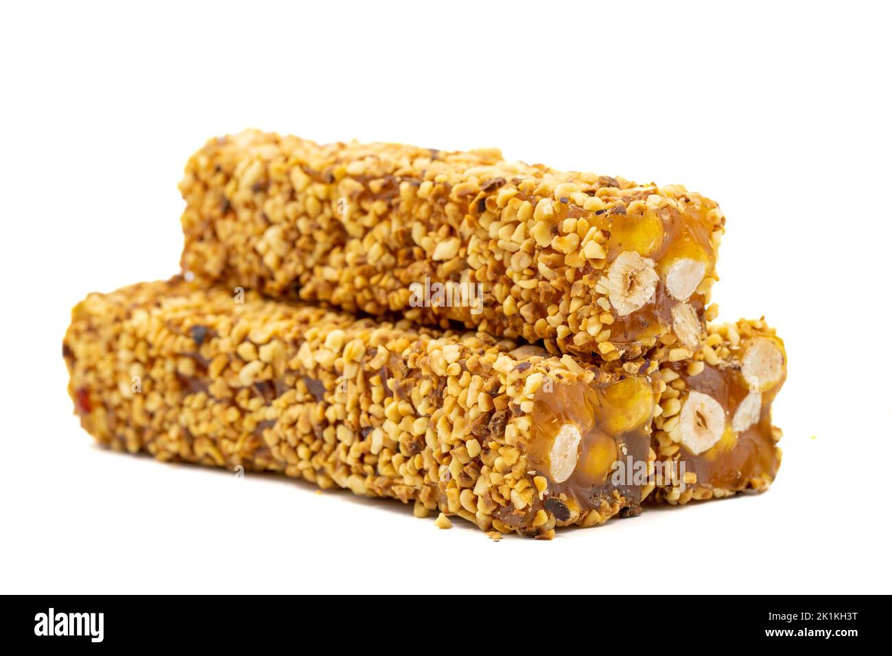 Turkish delight with hazelnut isolated on white background. Turkish ...