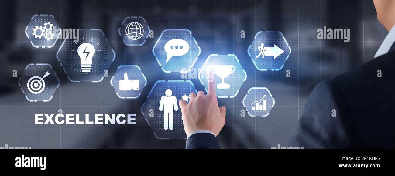 Achieve Business Excellence as concept. Technology Abstract Background ...