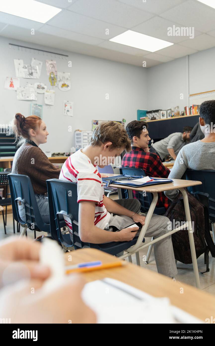 Phone under desk classroom hi-res stock photography and images - Alamy