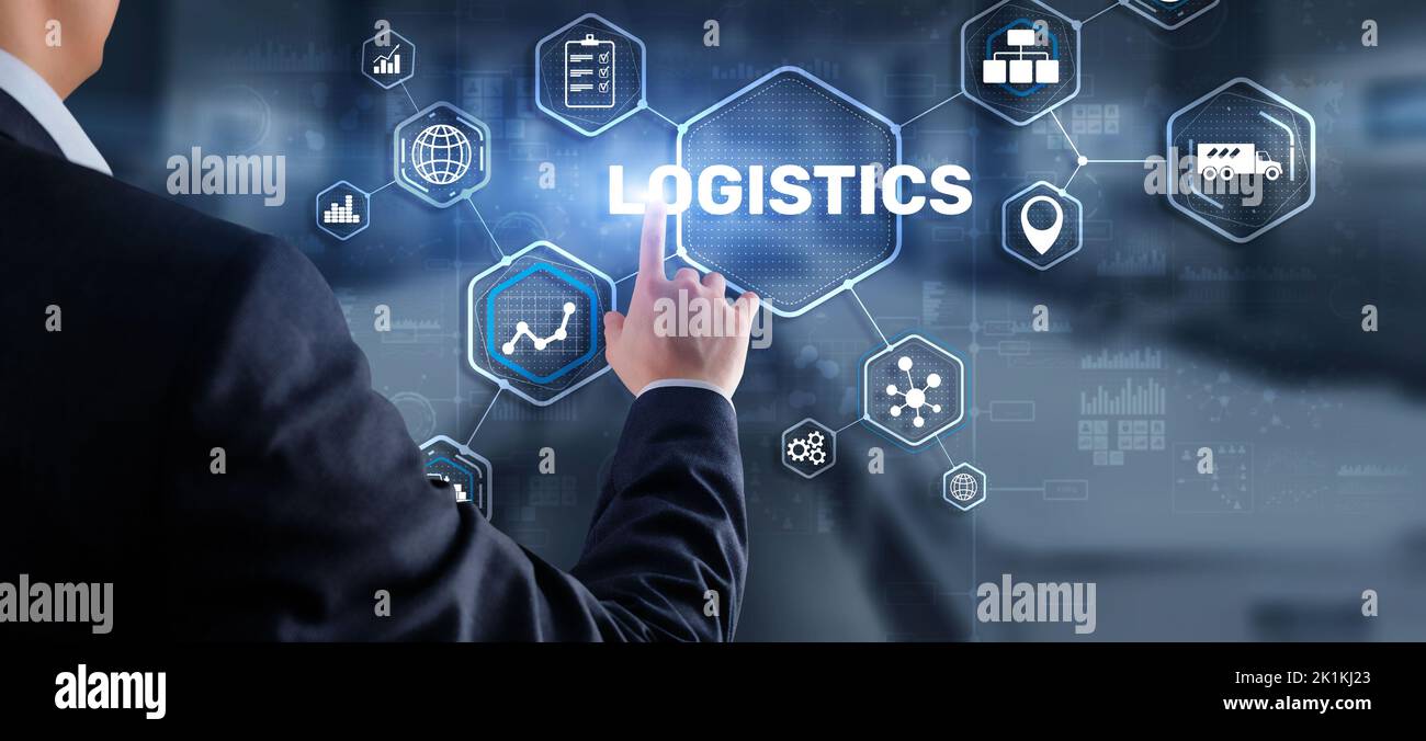 Logistic network distribution and transport concept. Goods delivery ...