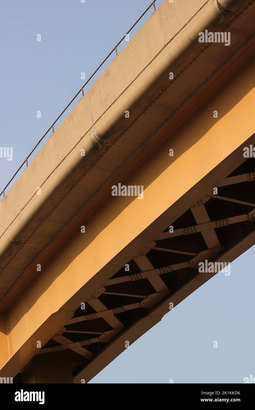 Minimalist view of an overhead modern concrete highway structure Stock ...
