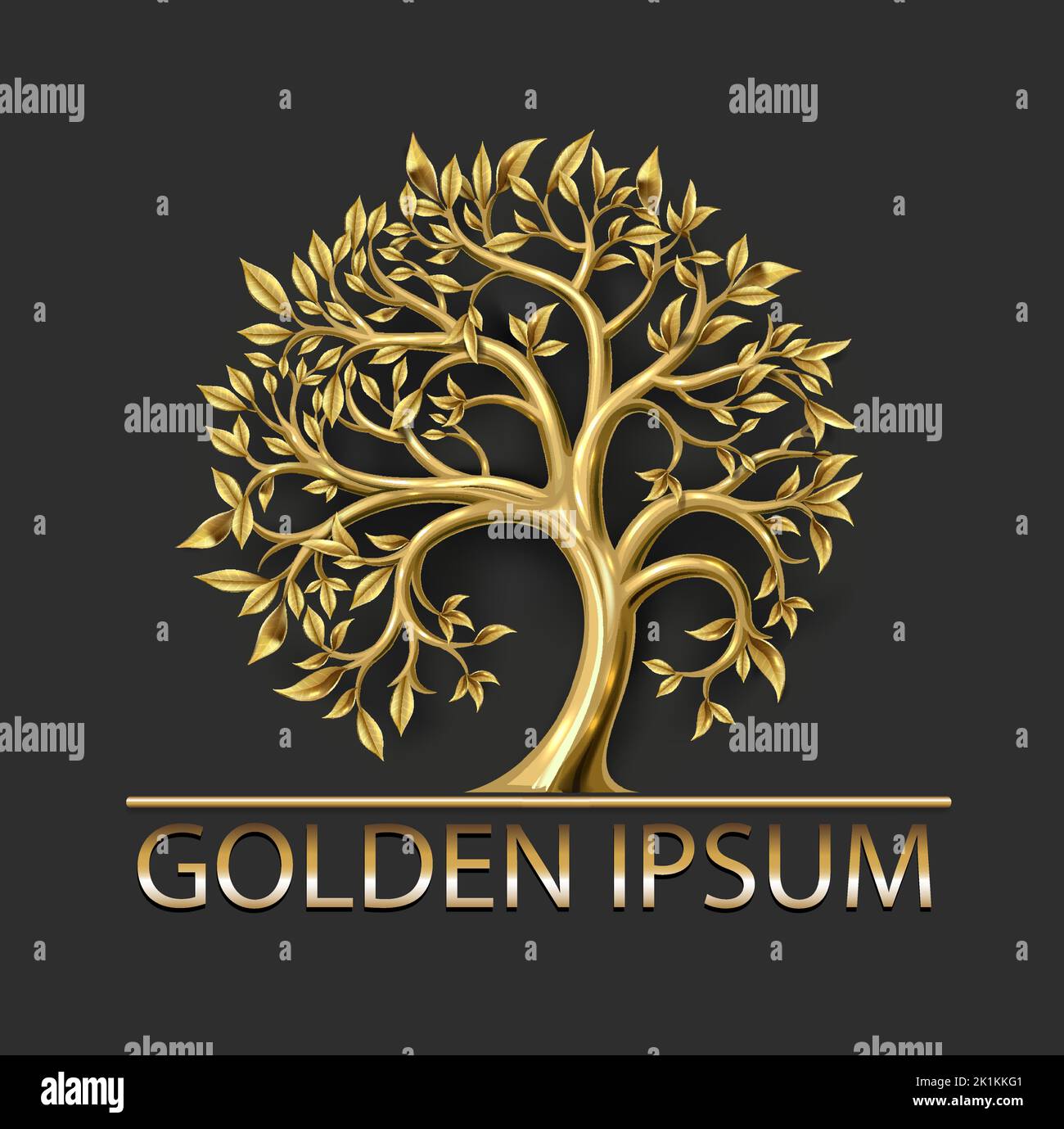 Golden decorative fairy tree round logo emblem Stock Vector Image & Art ...