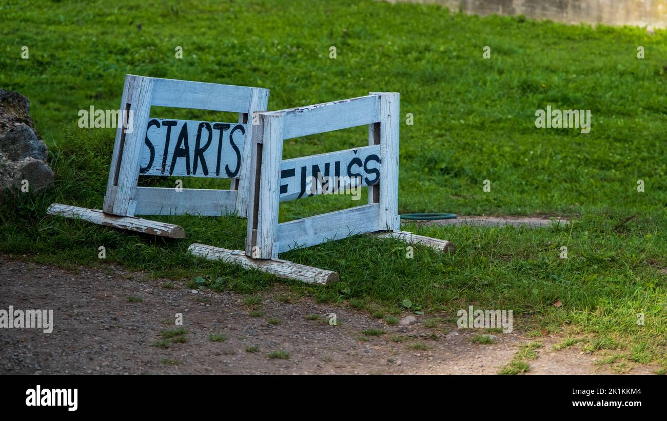 Finish sign hi-res stock photography and images - Alamy
