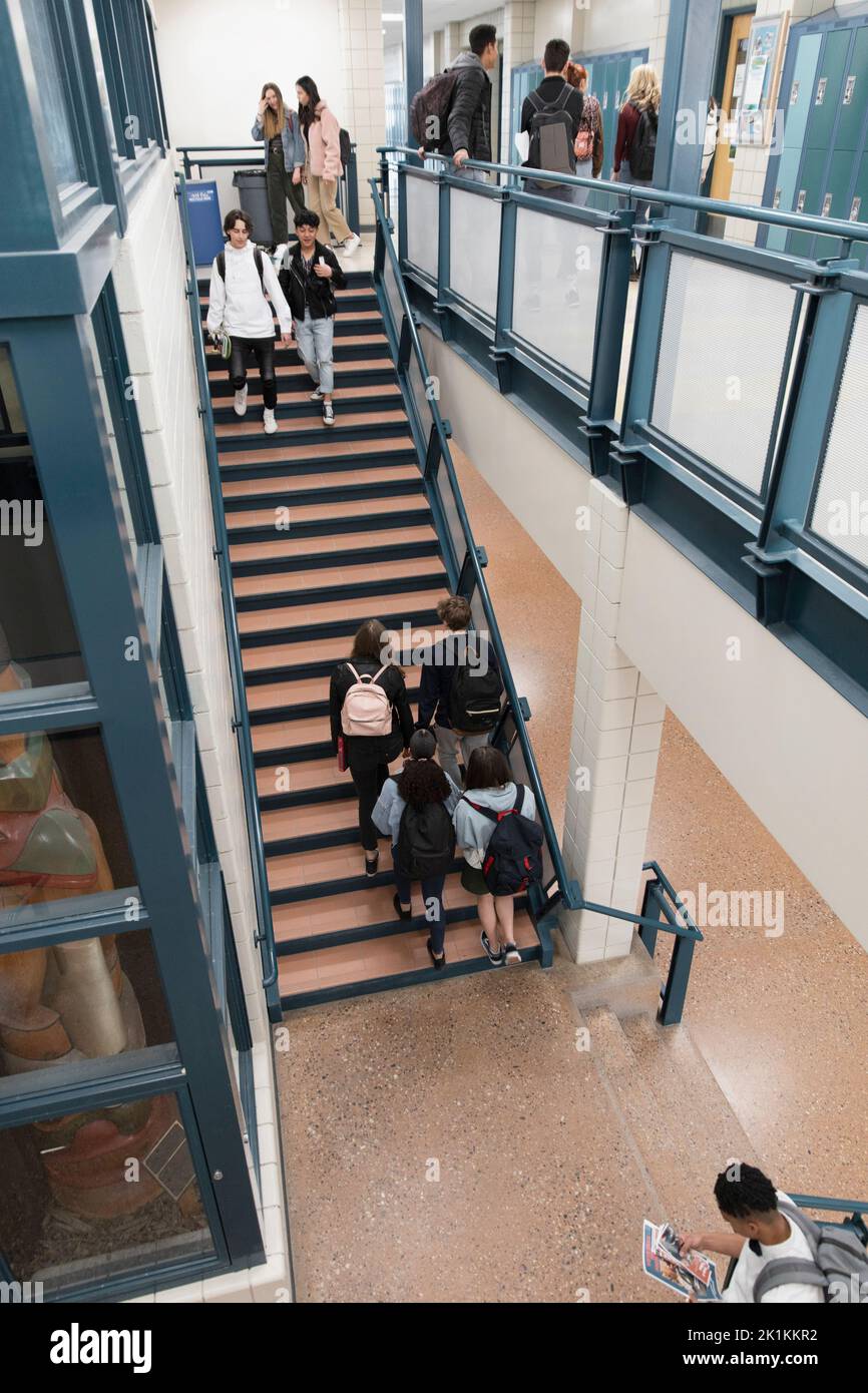 Boy standing in staircase hi-res stock photography and images - Alamy