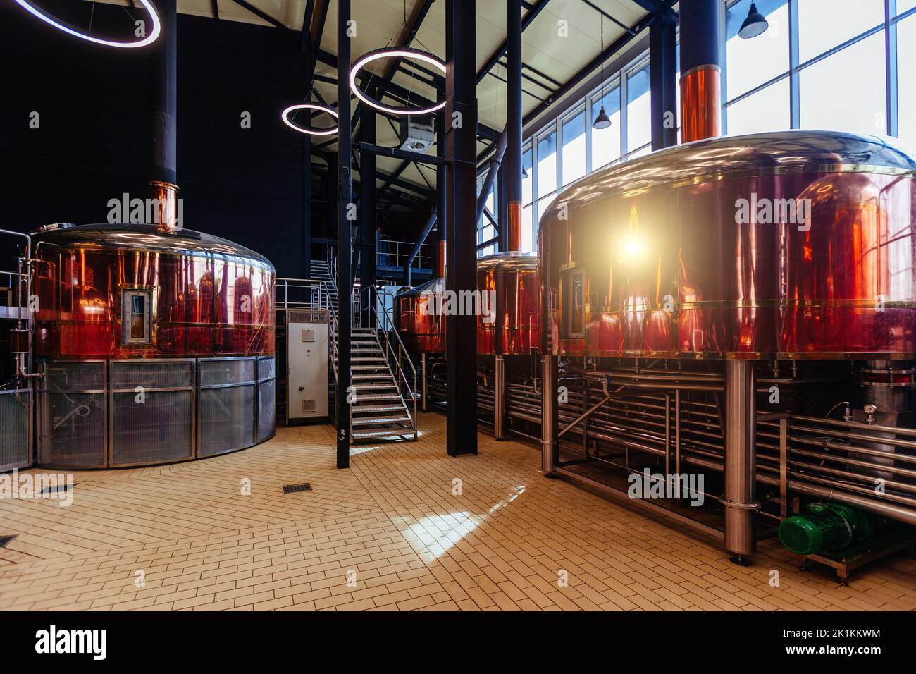 Modern brewery. Crafr beer production line Stock Photo - Alamy