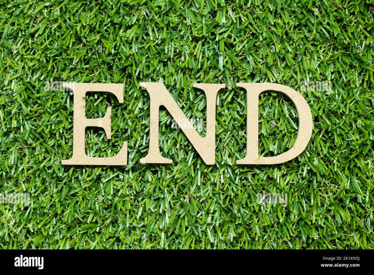 Wood alphabet letter in word end on green grass background Stock Photo ...