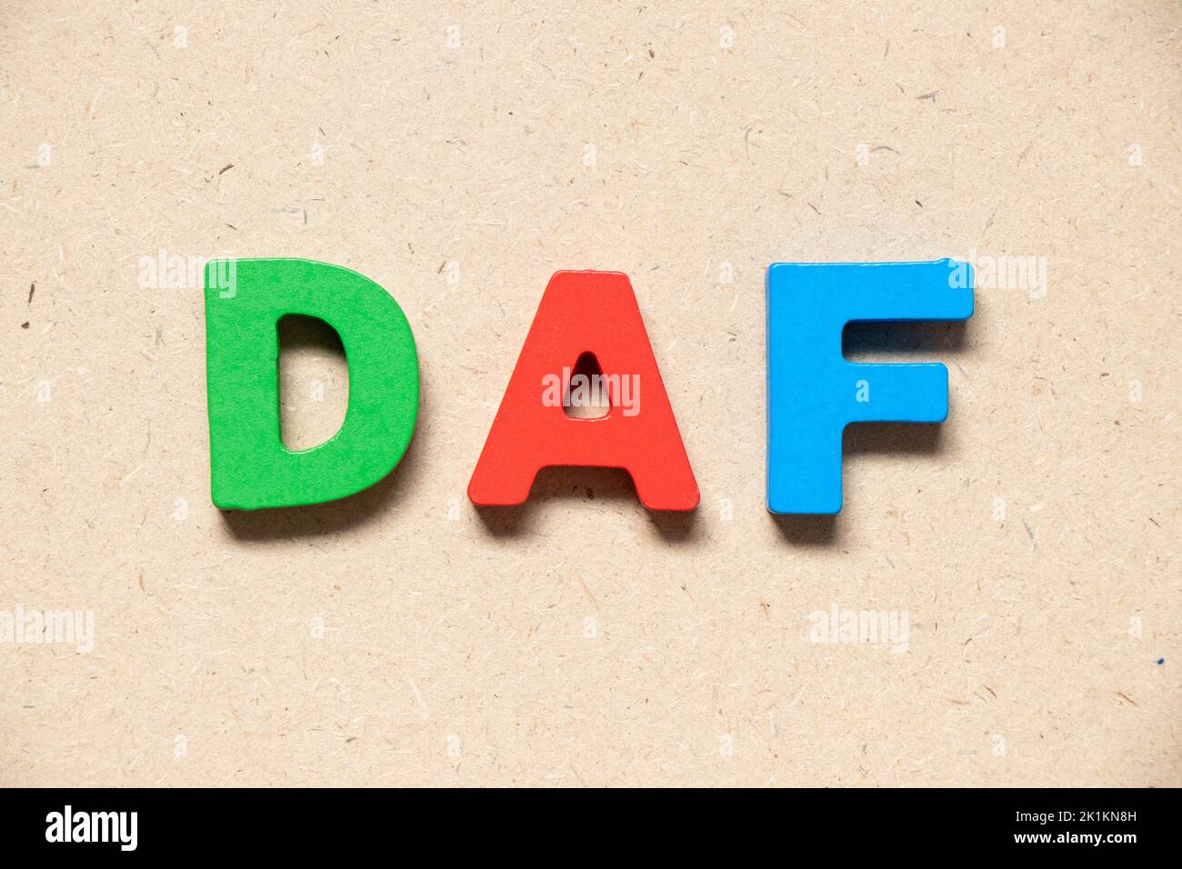 Color alphabet letter in word DAF (Abbreviation of Delivered at ...