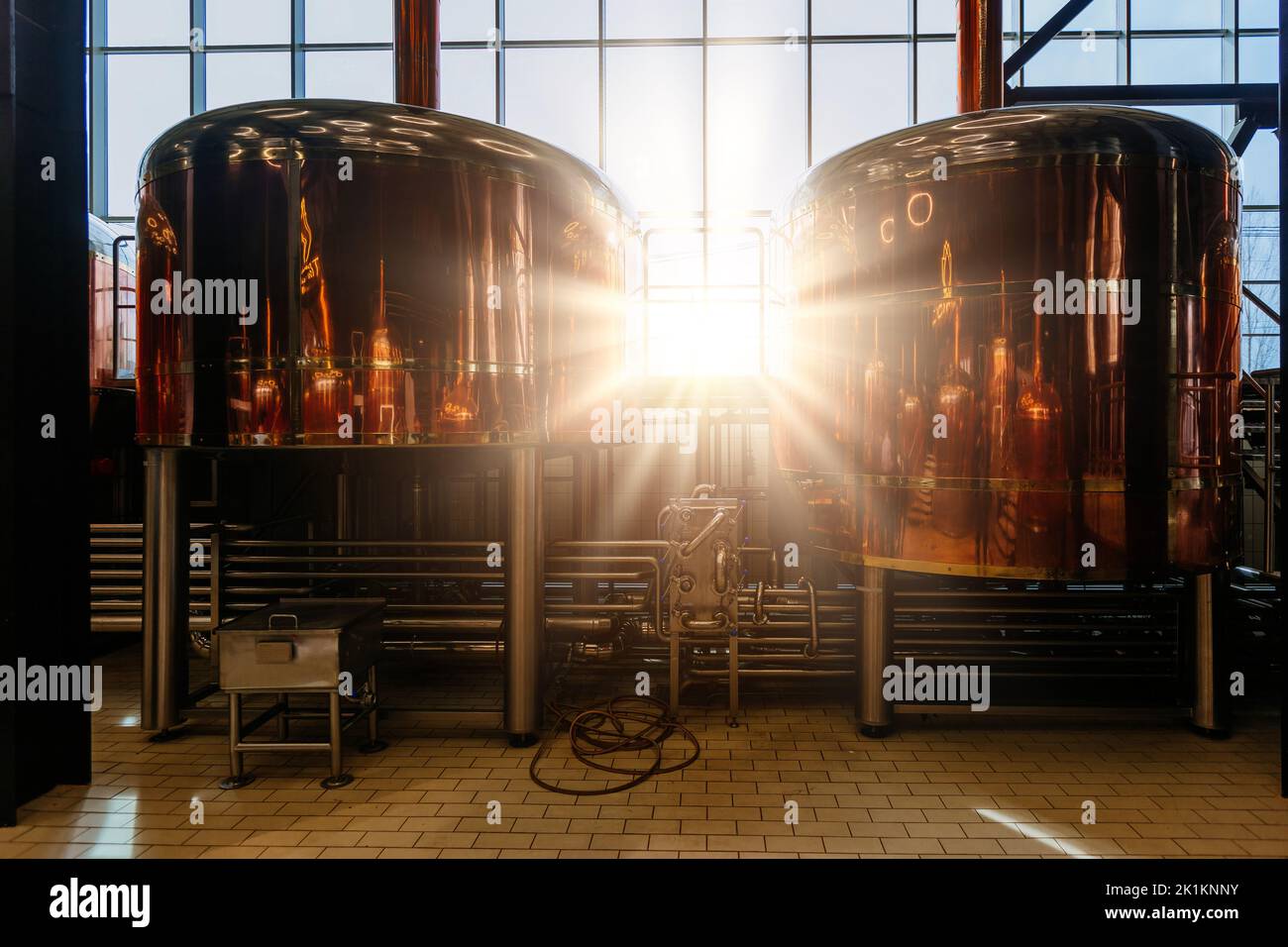 Modern brewery. Crafr beer production line Stock Photo - Alamy