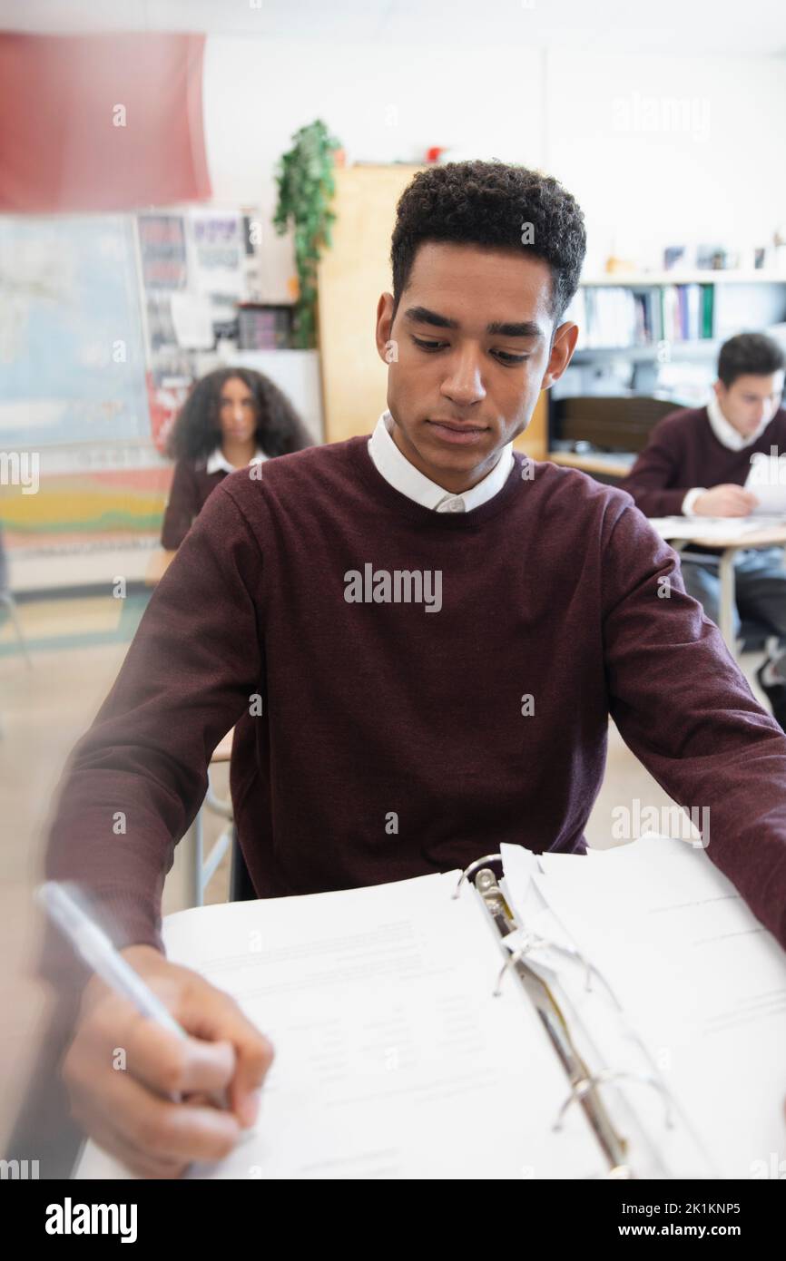 Black high school boy in school hi-res stock photography and images - Alamy