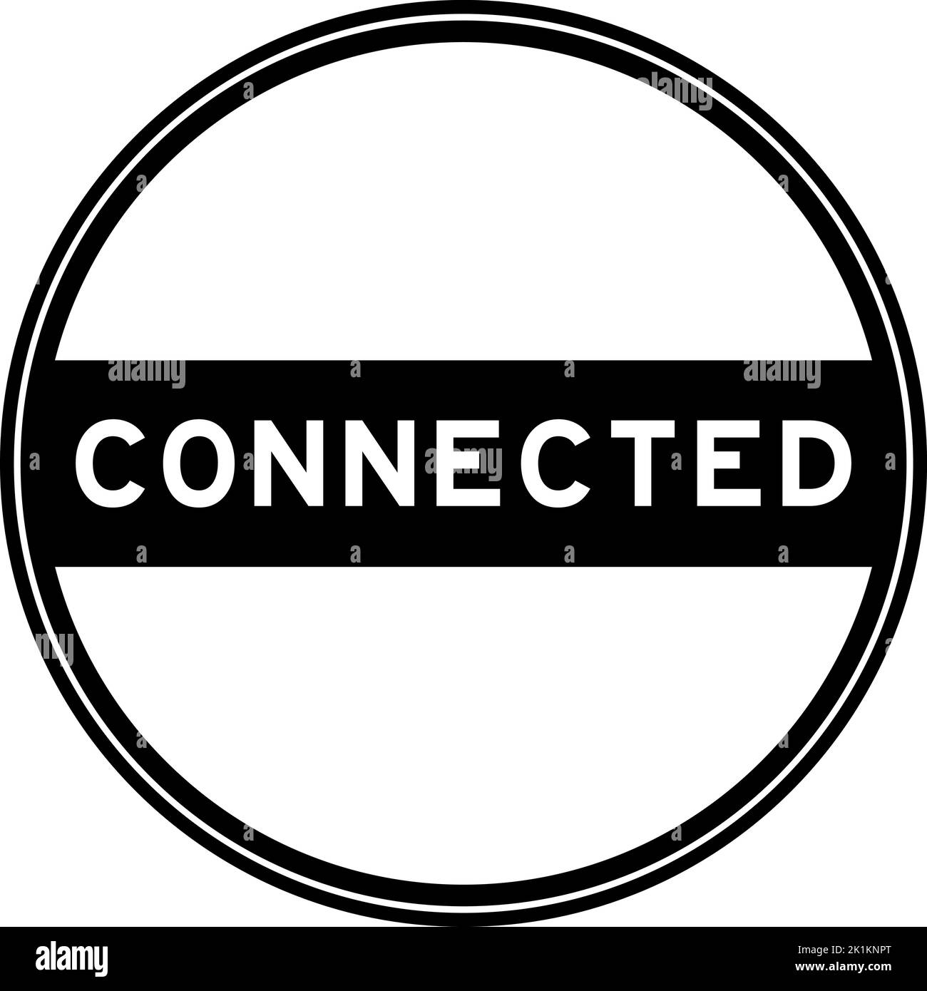 Black color round seal sticker in word connected on white background ...